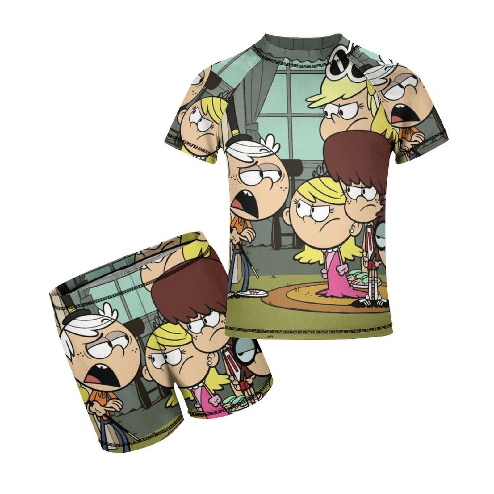 The Loud House Boys 2-Piece Swimsuit Set, Short Sleeve Rash Guard ...