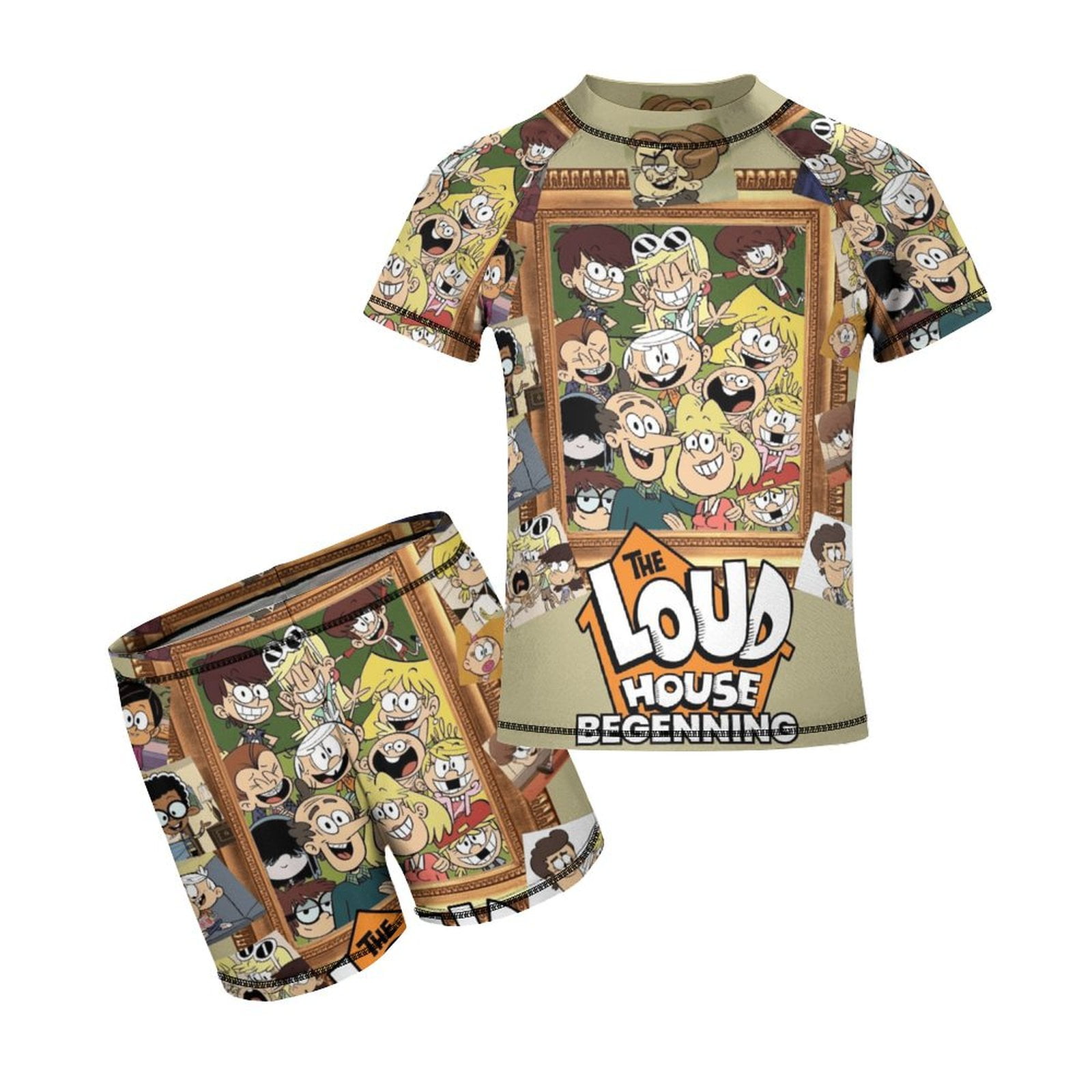 The Loud House Boys 2-Piece Swimsuit Set, Short Sleeve Rash Guard ...