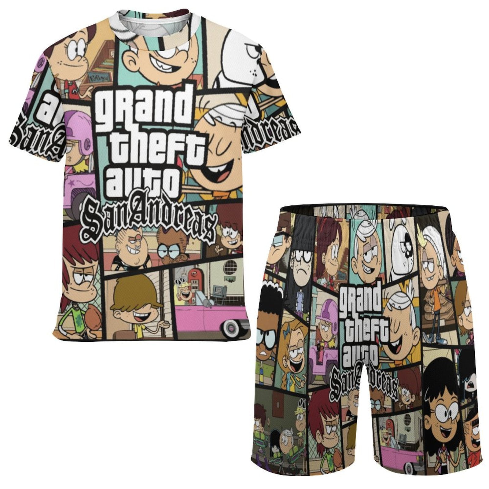 The Loud House Boys Girls Short Sleeve Mesh T-Shirt And Shorts Outfit ...