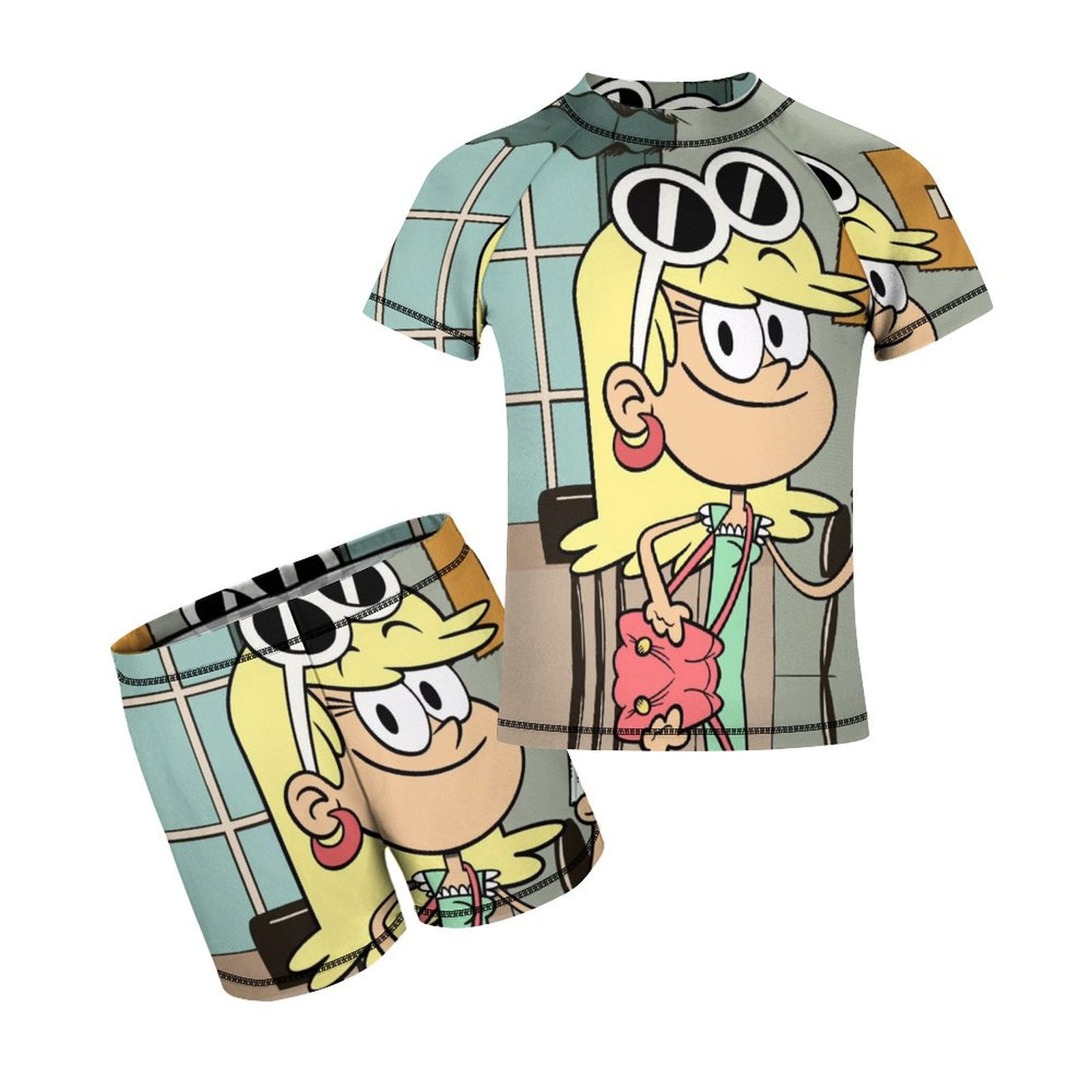 The Loud House Boys Two Piece Rash Guard Swimsuits Kids Short Sleeve ...