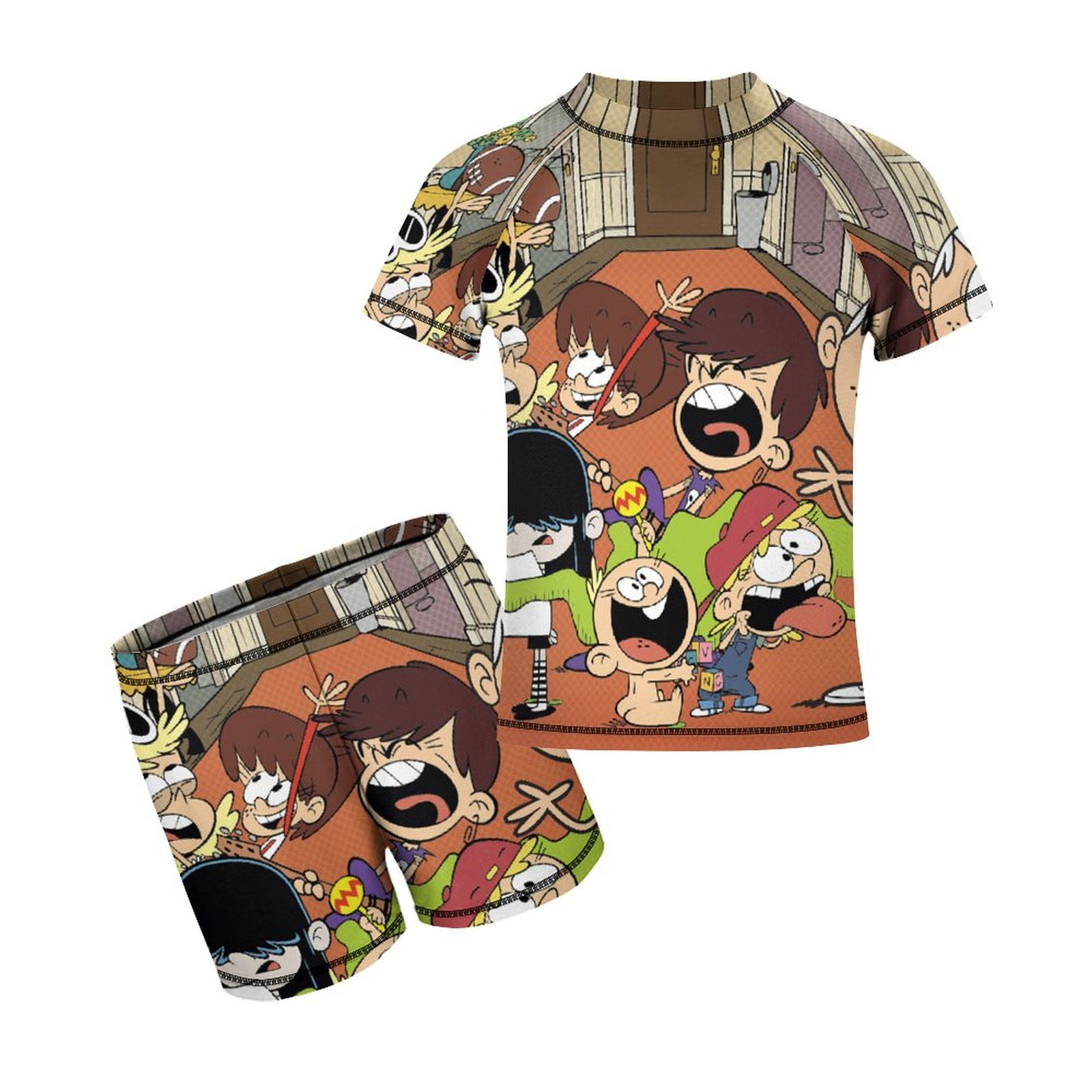 The Loud House Boys Two Piece Rash Guard Swimsuits Kids Short Sleeve ...