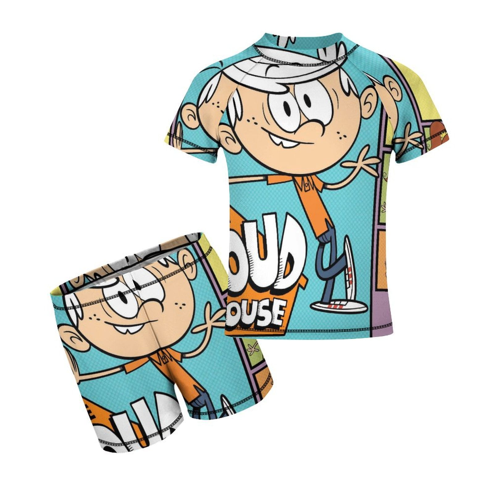 The Loud House Boys Two Piece Rash Guard Swimsuits Kids Short Sleeve ...