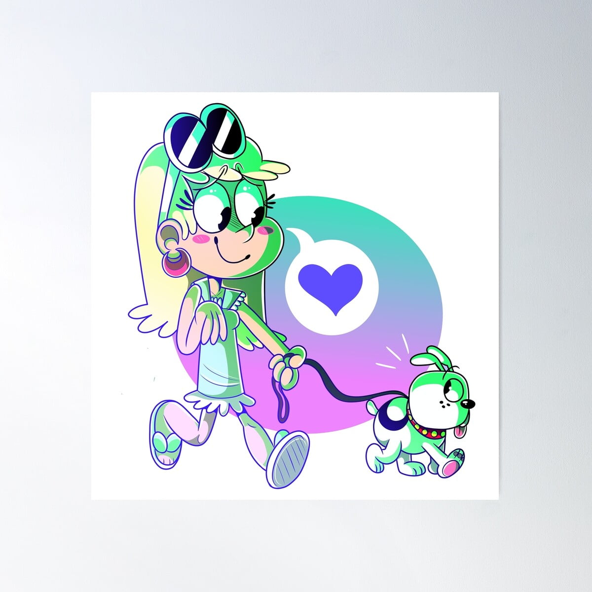 The Loud House Leni Loud Walking Charles The Dog Poster Wall Art ...