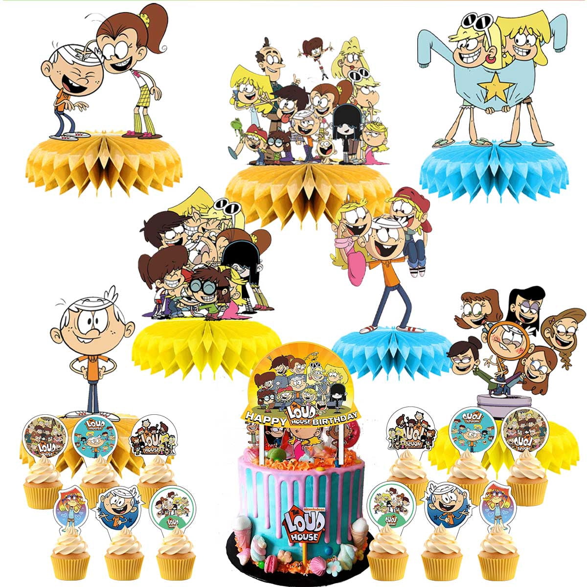 The Loud House Party Decor Supplies Honeycomb Centerpieces Table ...
