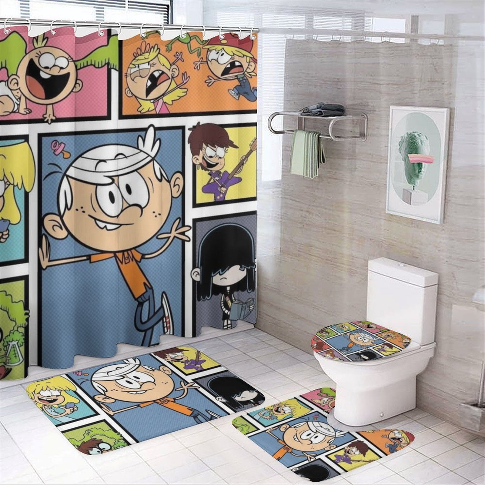 The Loud House Shower Curtain Set 4 Piece, Set Bathroom Sets with Rugs ...
