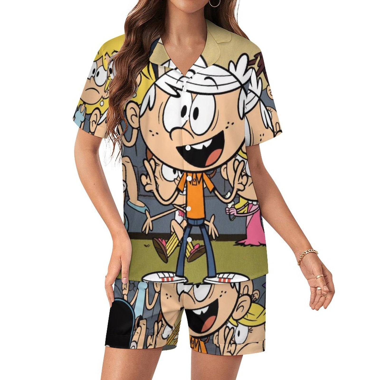 The Loud House Women Pajamas Set Short Sleeve Sleepwear Button Down ...