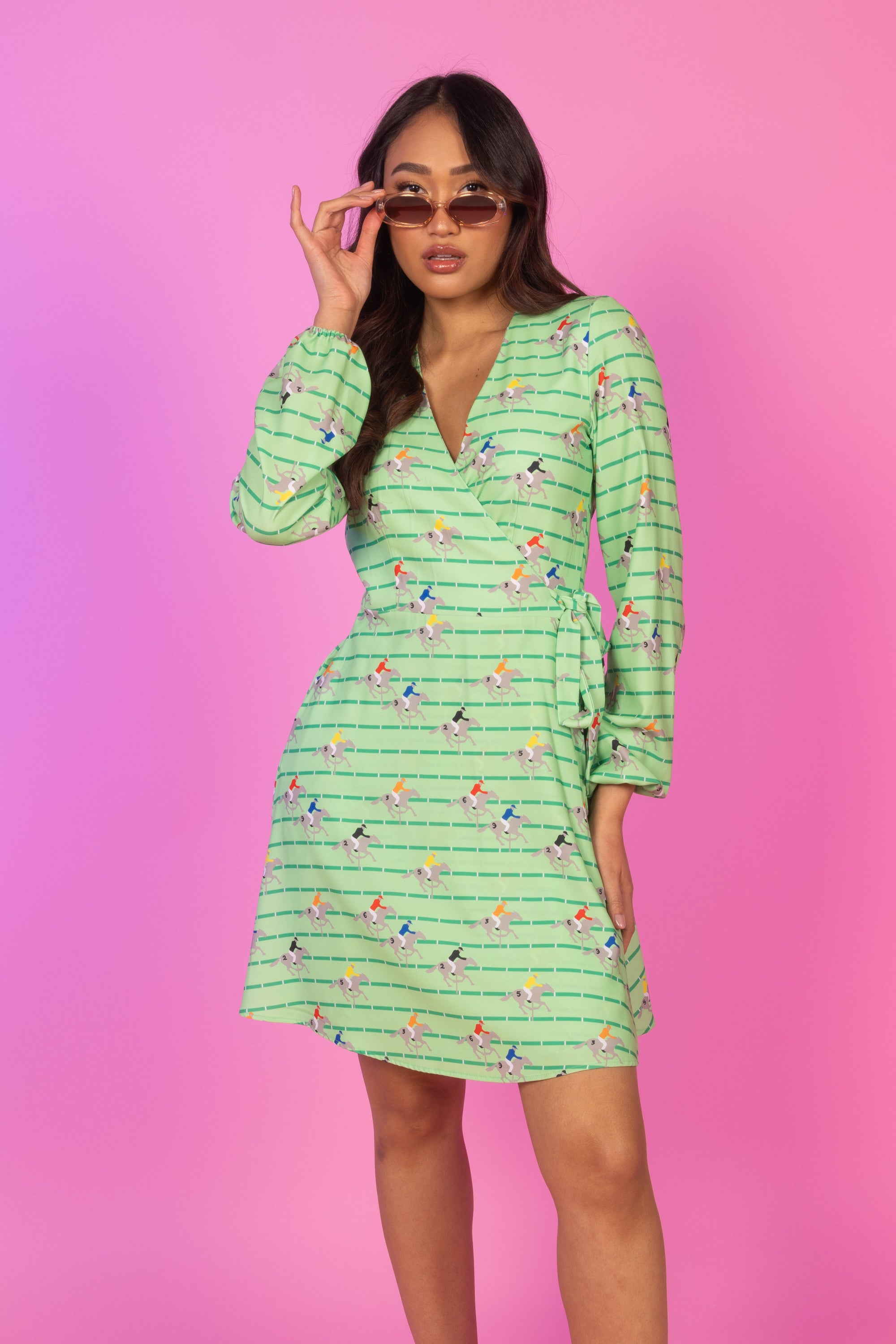 The Louisville - Shinesty Derby Horse Racing Stripe Wrap Dress XL ...