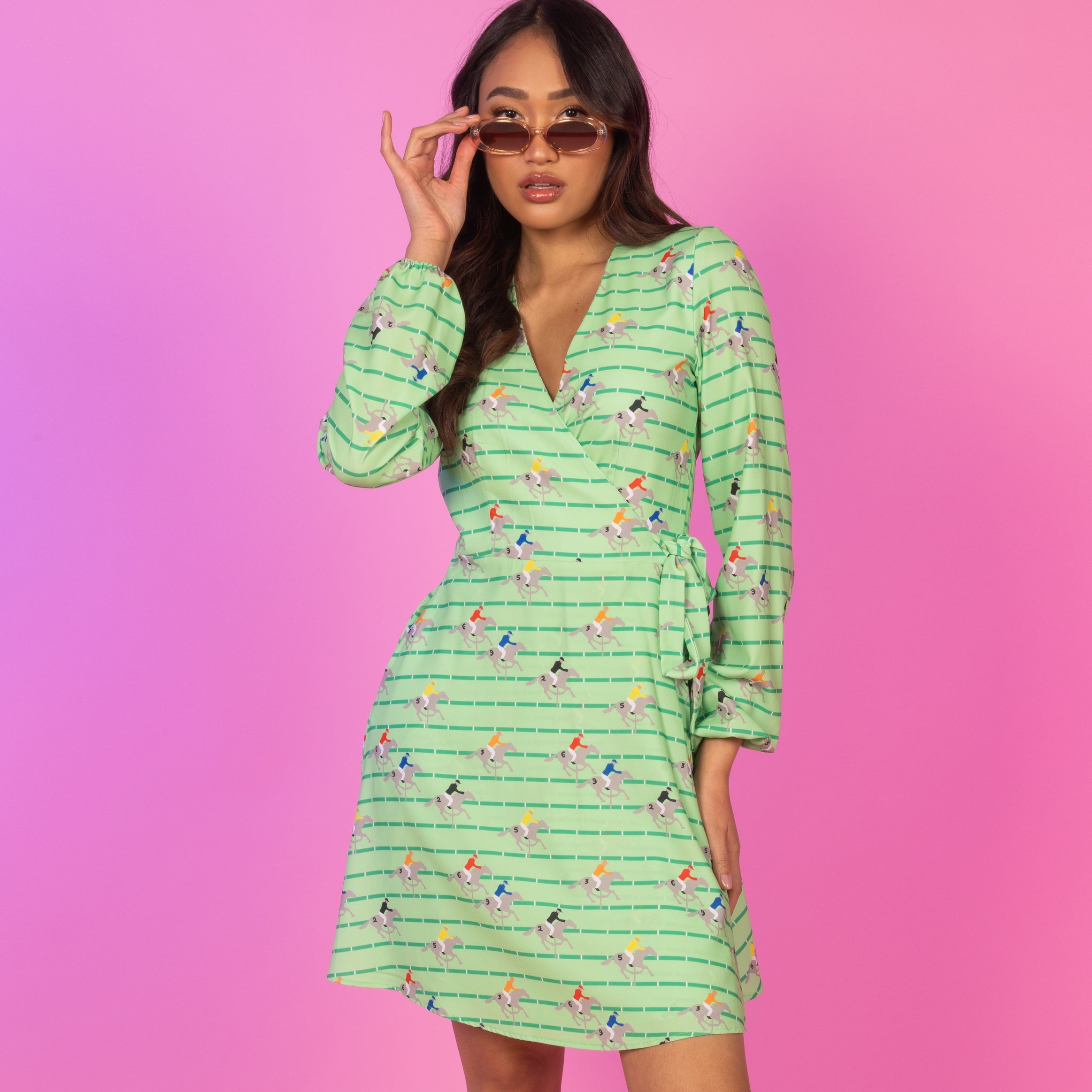 The Louisville - Shinesty Derby Horse Racing Stripe Wrap Dress XL ...