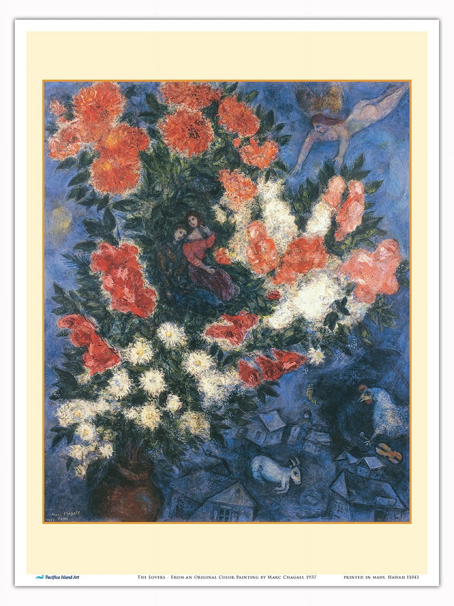 The Lovers - From an Original Color Painting by Marc Chagall c.1937 ...