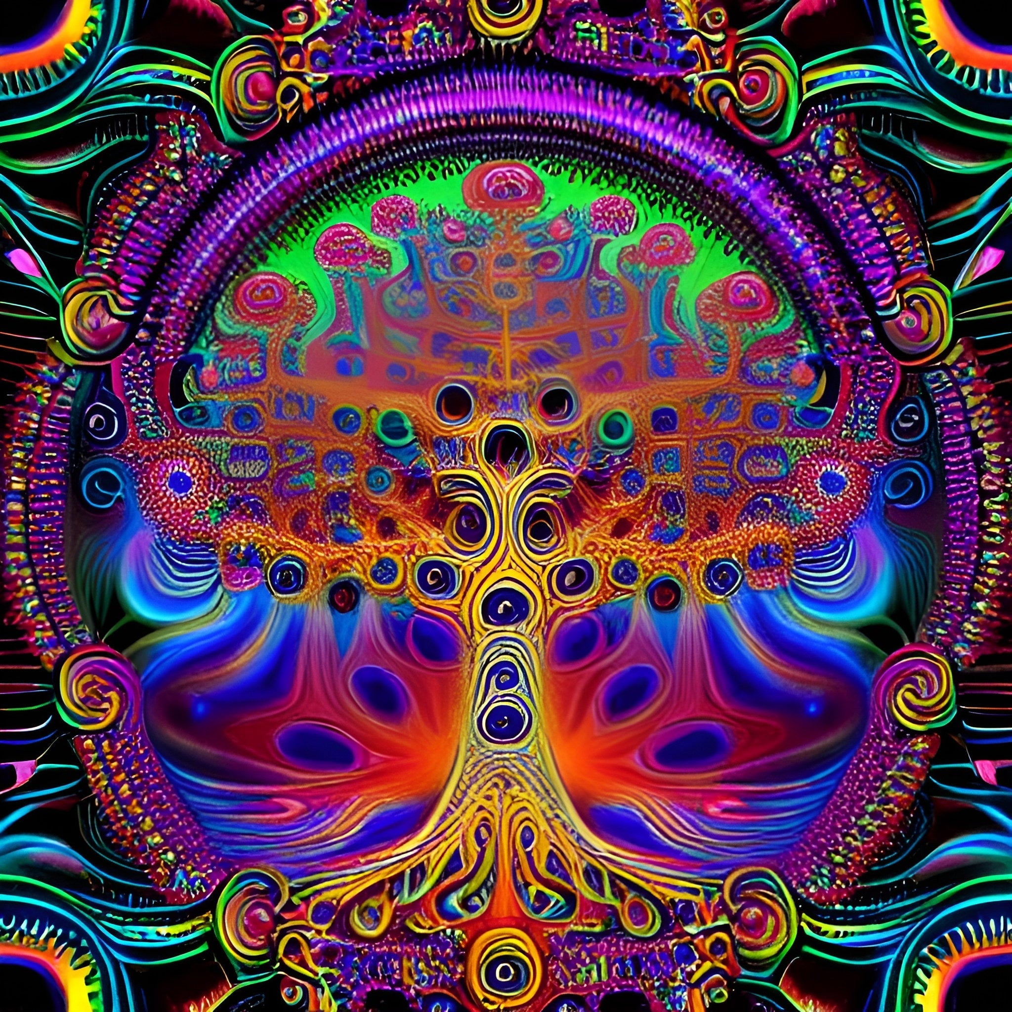 The Luminous Leaves - Psychedelic Tree Canvas Wall Art - Walmart.com