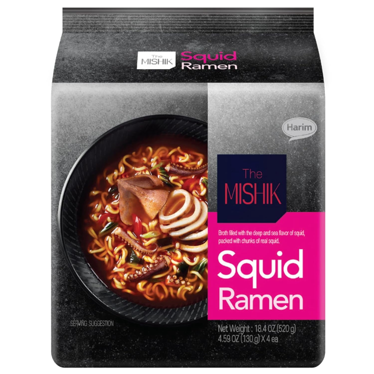 The MISHIK Squid Ramen by Harim, Korean Instant Noodle Soup with Real ...