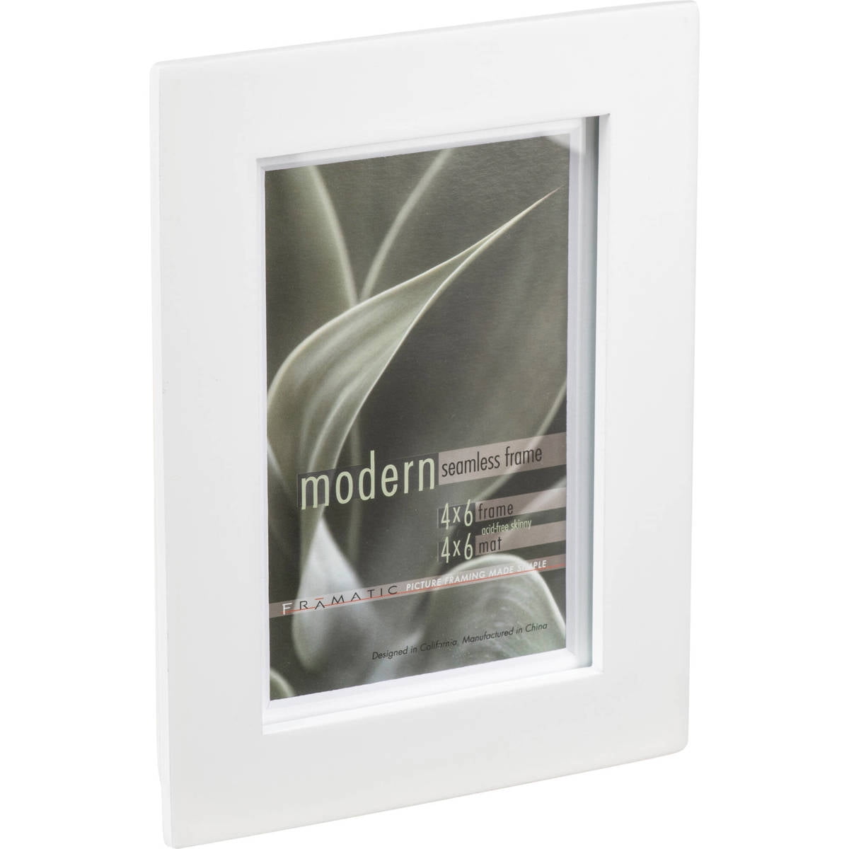 Framatic Modern 4x6" Wood Frame with Skinny Mat for 4x6" Photograph ...