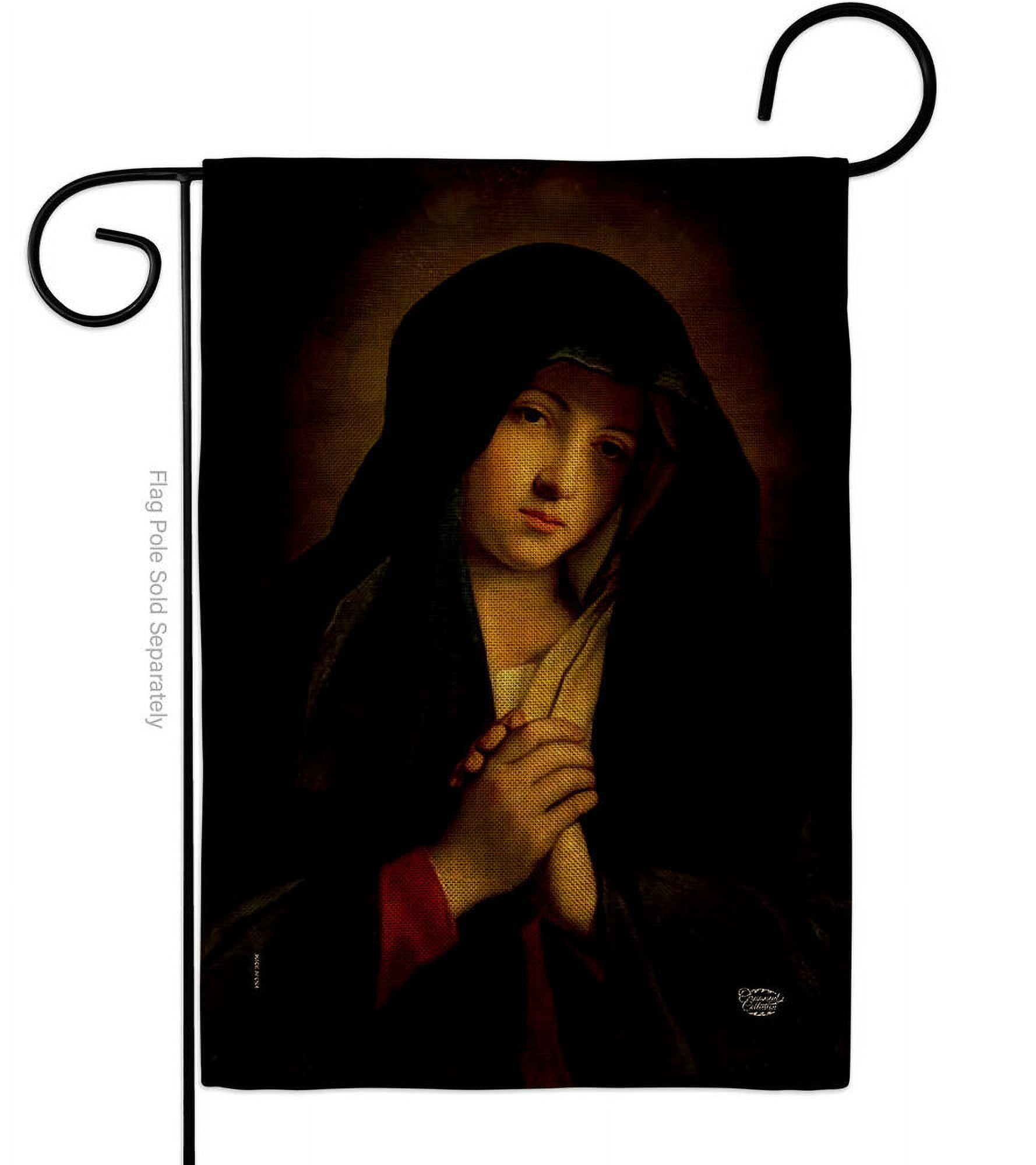 The Madonna in Sorrow Burlap Garden Flag Religious Faith Decorative ...