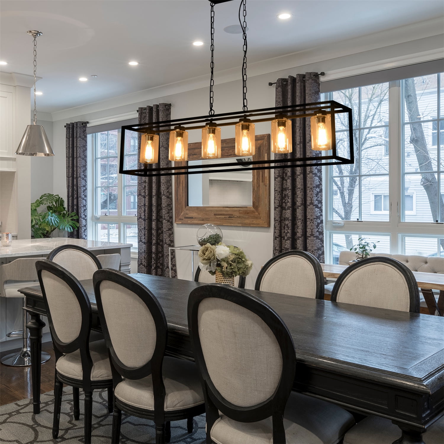 The Magic Home Adjustable Hanging 6-Light Metal Frame Brass Pendant ...