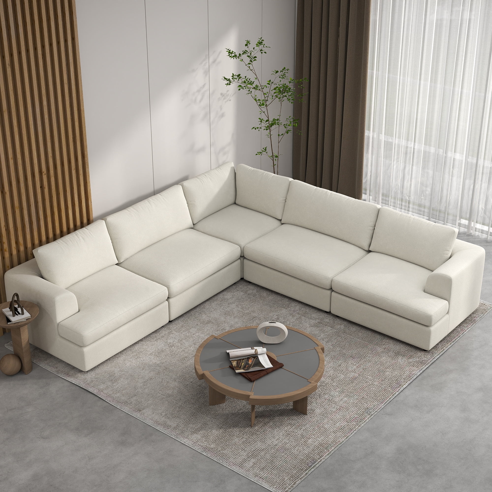 The Magic Home Oversized Modular Sectional Sofa Couch, Deep Seat Bouclé ...