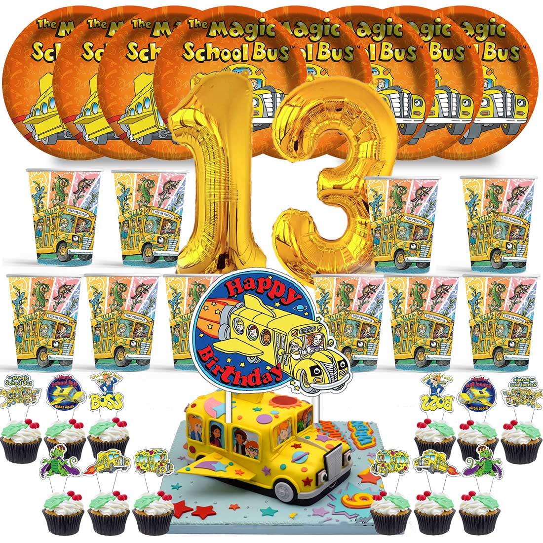 The Magic School Bus Birthday 13th Cups Party Supplies Plates Fans ...