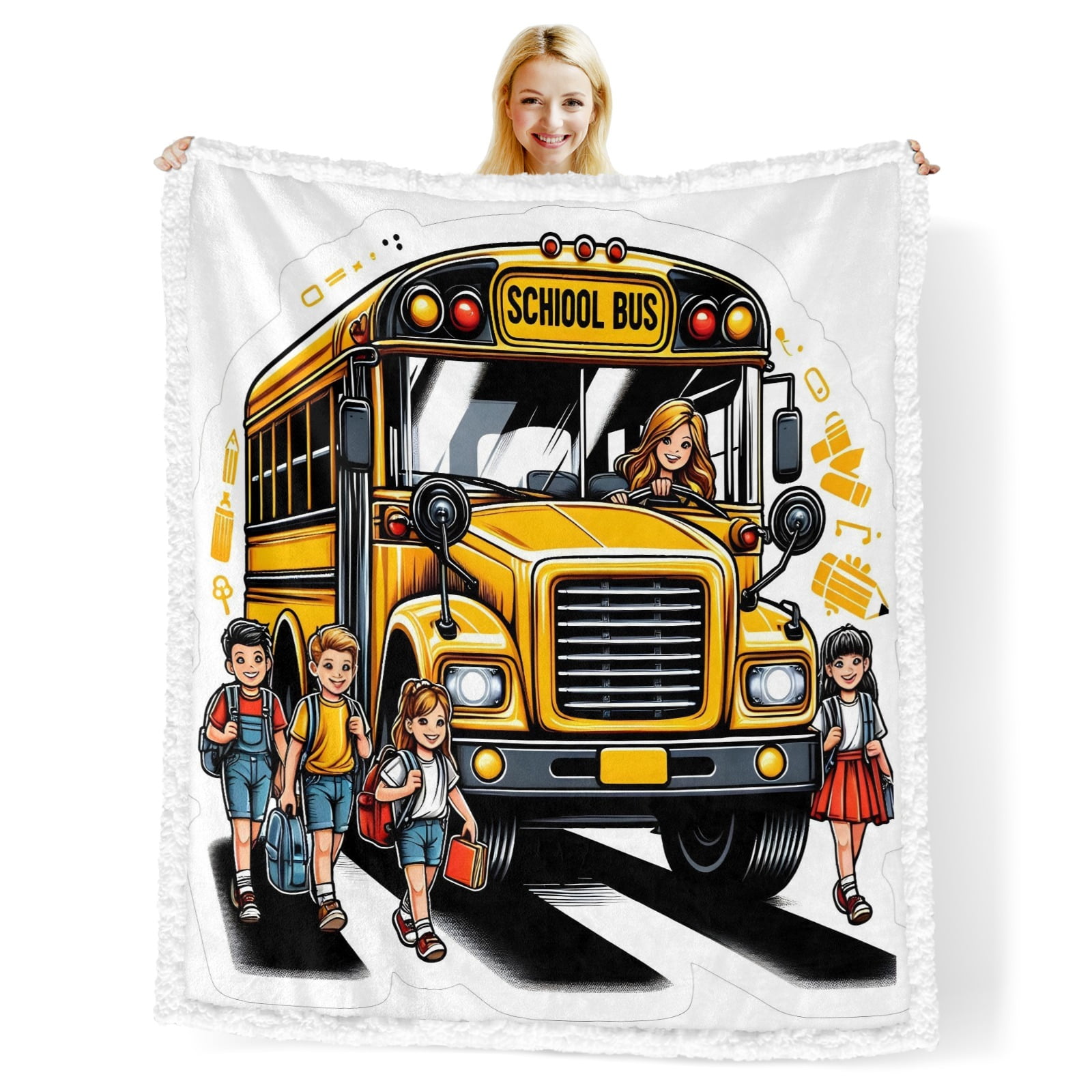 The Magic School Bus High Definition Pattern 50 * 60 inch Flange Velvet ...
