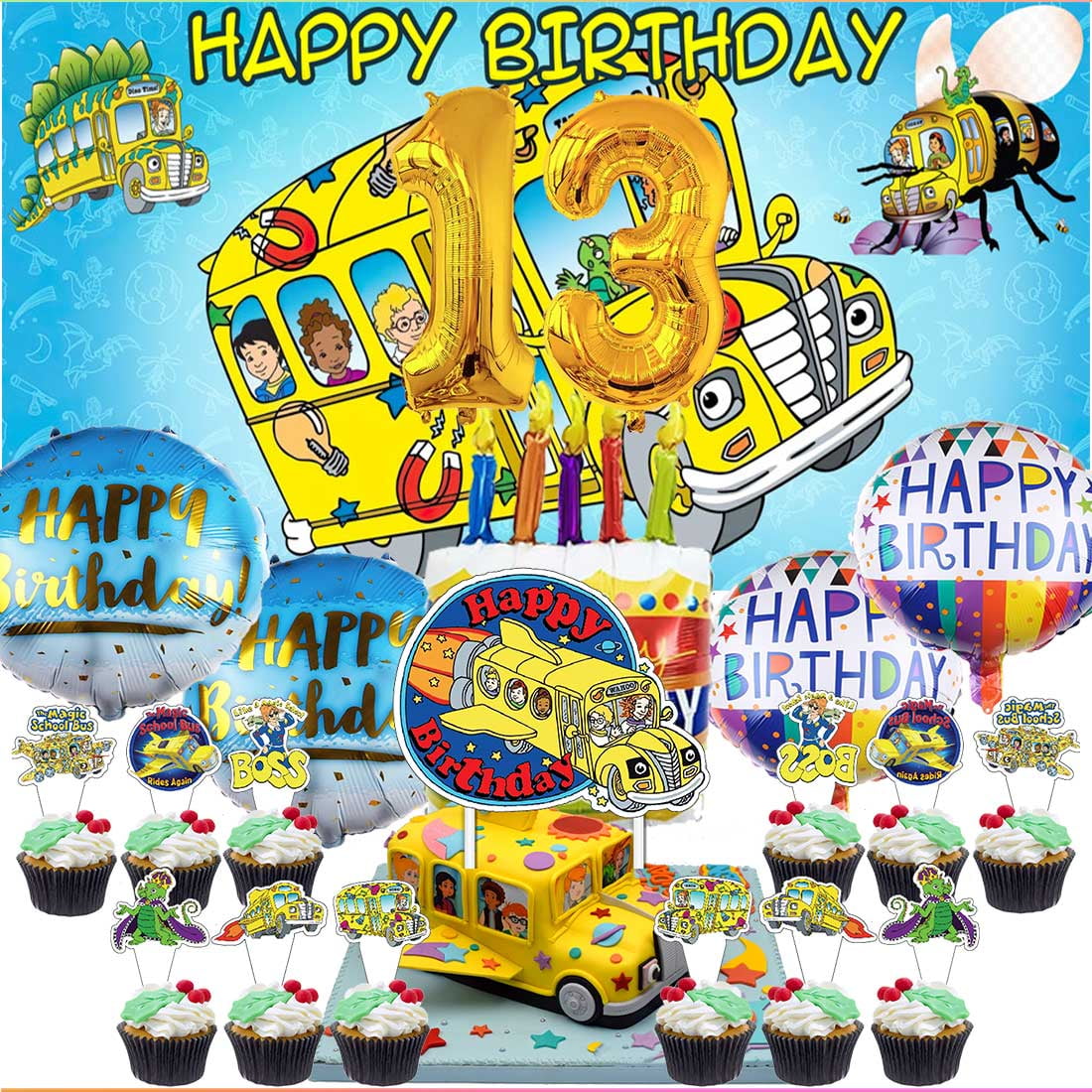 The Magic School Bus Party Supplies Decor 13th Kit Balloons Birthday ...