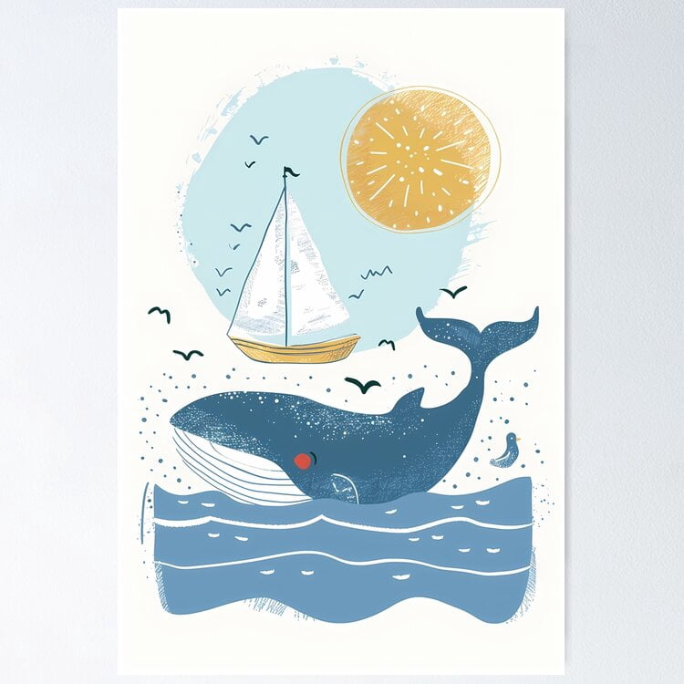 The Magic Whale of the Oceans Poster - KIRA.436, UNFRAMED-12x18 ...