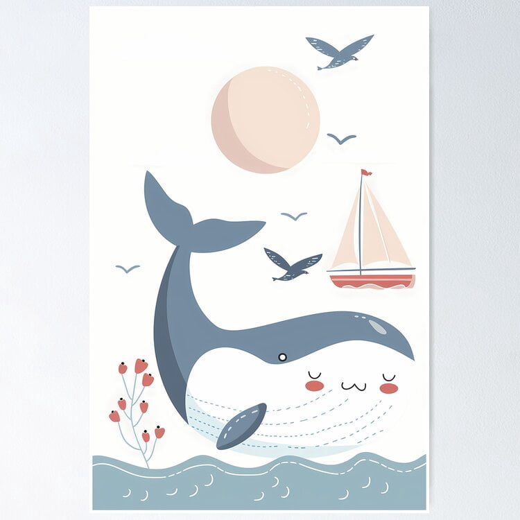 The Magic Whale of the Oceans Poster - KIRA.437, UNFRAMED-8x12 ...