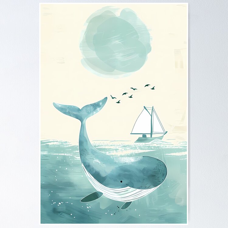 The Magic Whale of the Oceans Poster - KIRA.439, UNFRAMED-12x18 ...