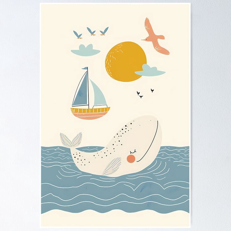 The Magic Whale of the Oceans Poster - KIRA.440, UNFRAMED-8x12 ...