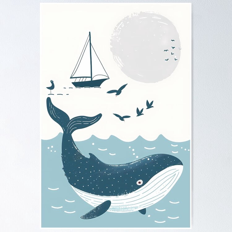 The Magic Whale of the Oceans Poster - KIRA.442, UNFRAMED-12x18 ...