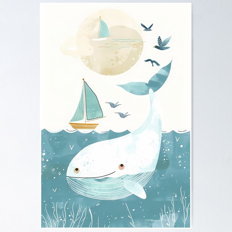 The Magic Whale of the Oceans Poster - KIRA.444, UNFRAMED-8x12 ...