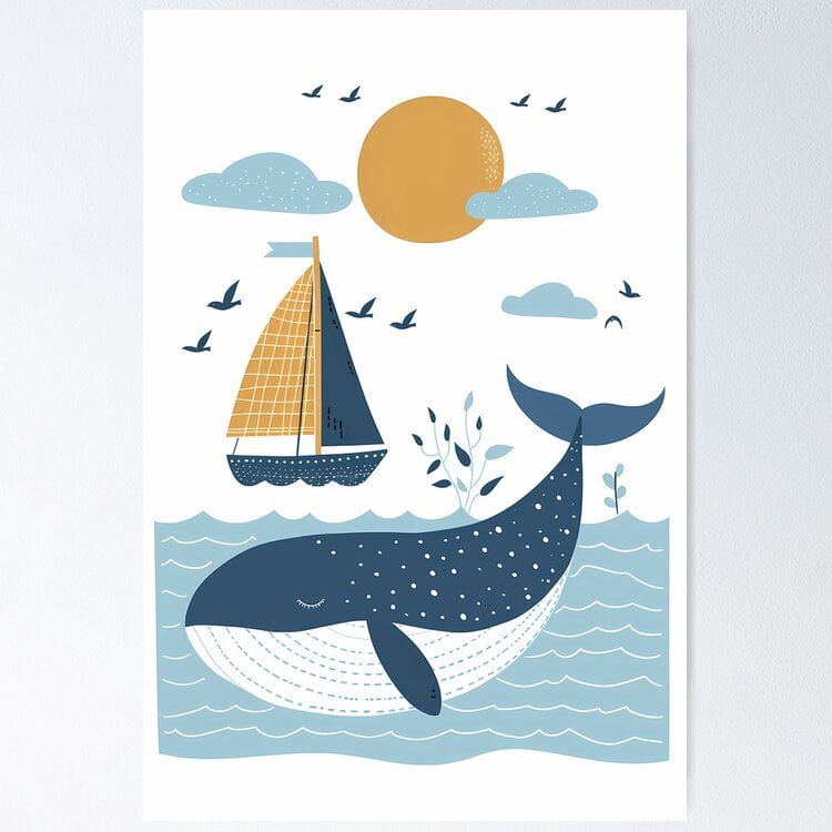 The Magic Whale of the Oceans Poster - KIRA.448, UNFRAMED-8x12 ...