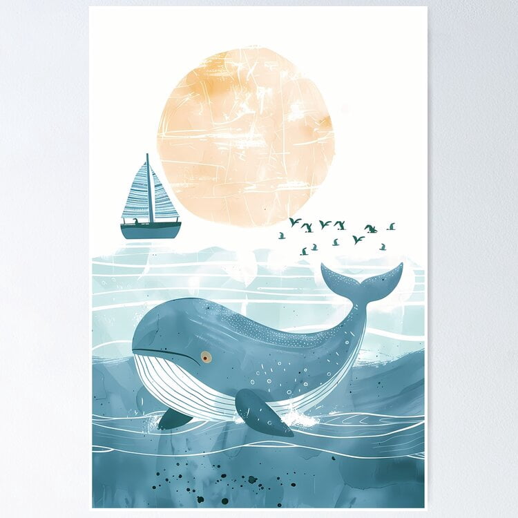 The Magic Whale of the Oceans Poster - KIRA.449, UNFRAMED-12x18 ...
