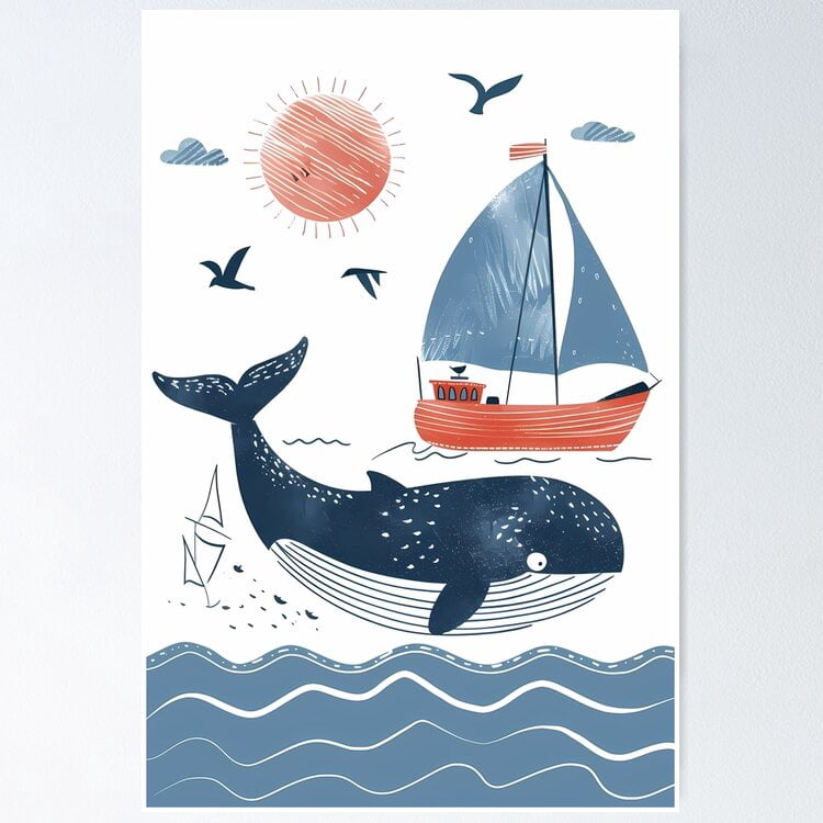 The Magic Whale of the Oceans Poster - KIRA.450, UNFRAMED-18x24 ...