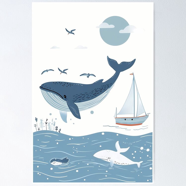 The Magic Whale of the Oceans Poster - KIRA.451, UNFRAMED-8x12 ...