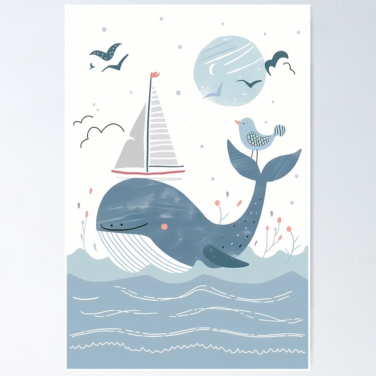 The Magic Whale of the Oceans Poster - KIRA.452, UNFRAMED-8x12 ...