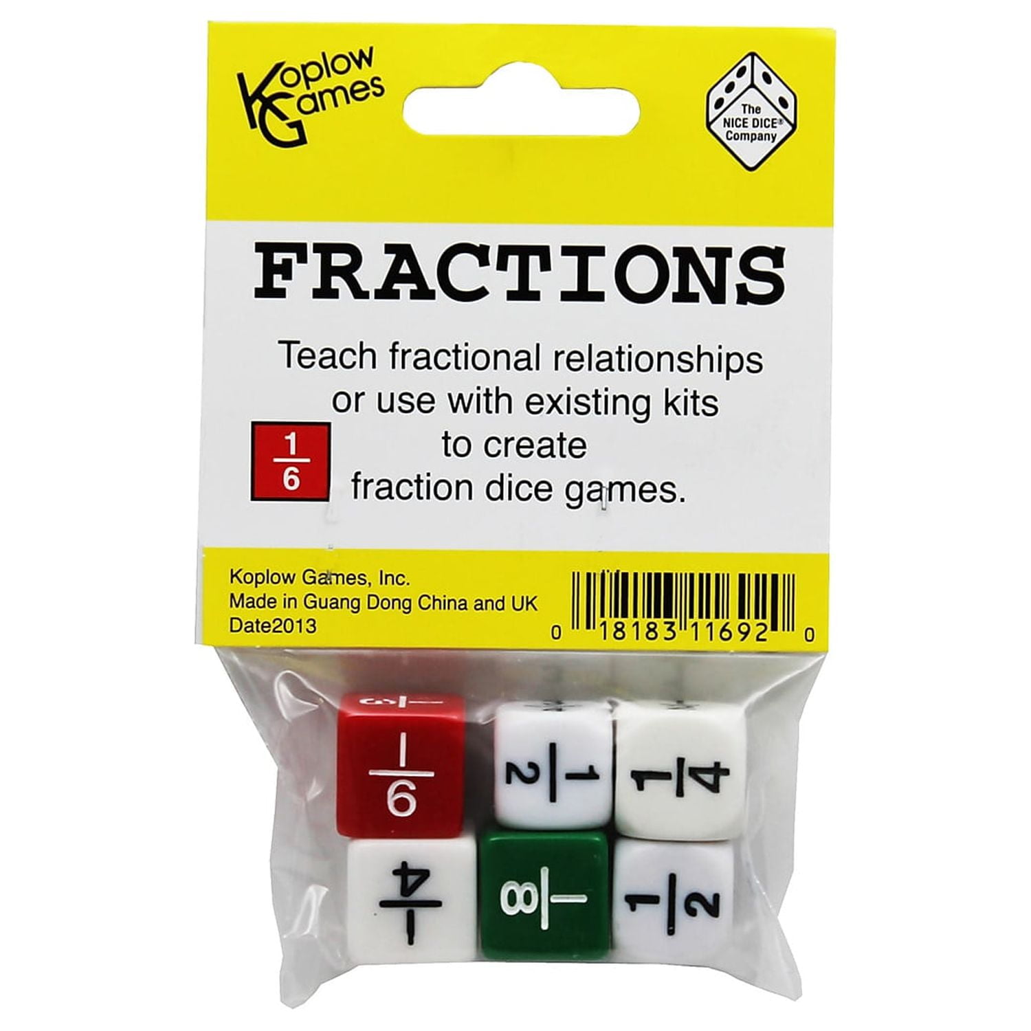 Fraction Dice Set, 6/pkg - Walmart.com