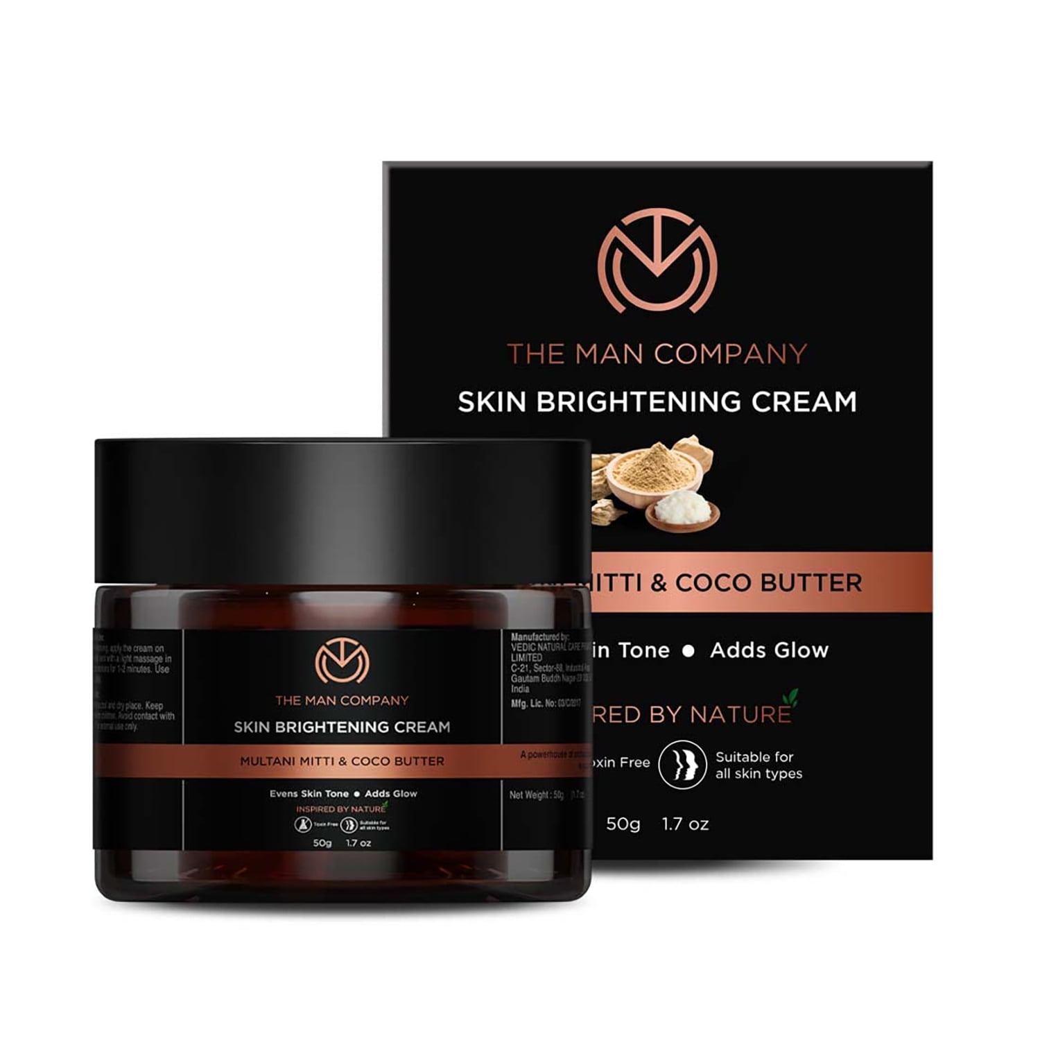 The Man Company Skin Brightening Cream with Multani Mitti, Coco Butter ...