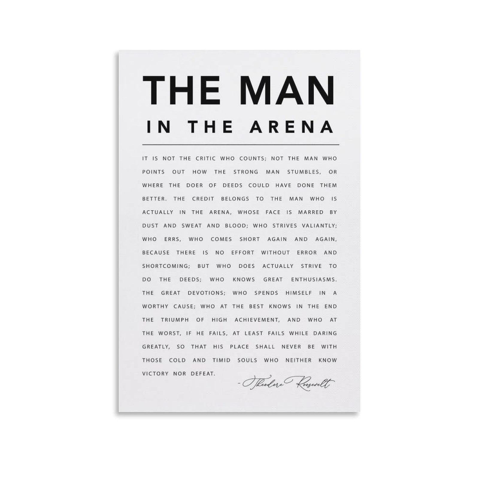 The Man In The Arena Theodore Roosevelt Quote Graduation Gift Modern ...