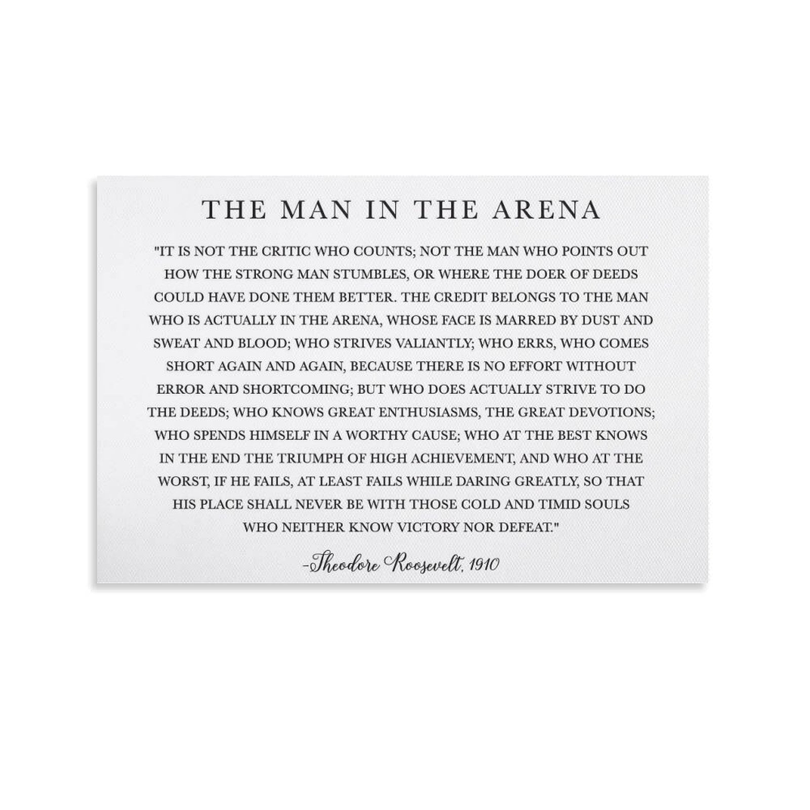 The Man In The Arena Theodore Roosevelt Quote Graduation Gift Modern ...