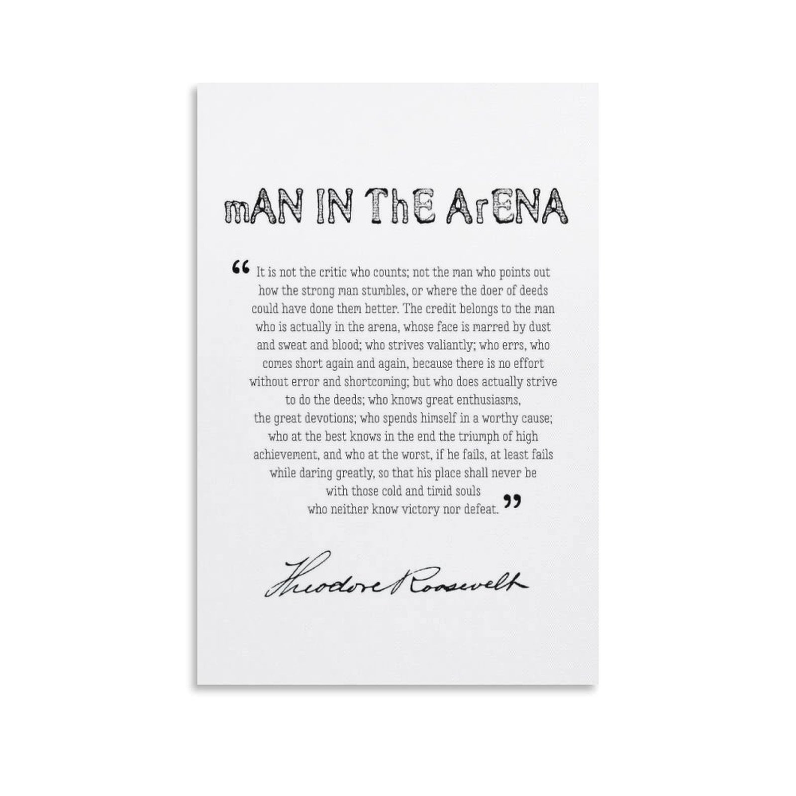 The Man In The Arena Theodore Roosevelt Quote Graduation Gift Modern ...