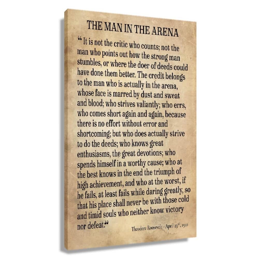 The Man In The Arena Framed Poster Inspirational Wall Art Prints Modern ...