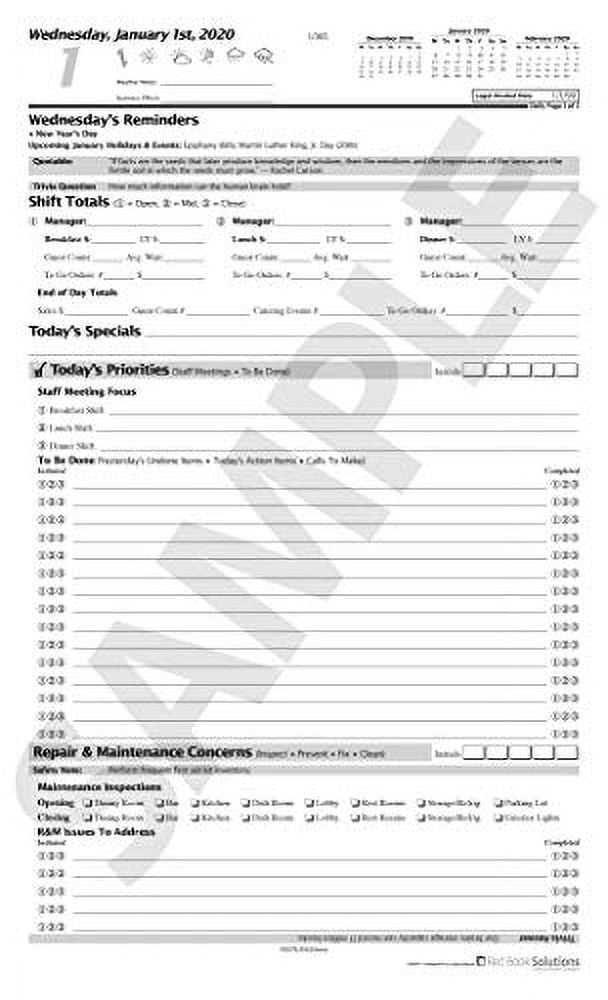 The Manager's Red Book - Full Service Restaurant Communication Logbook ...