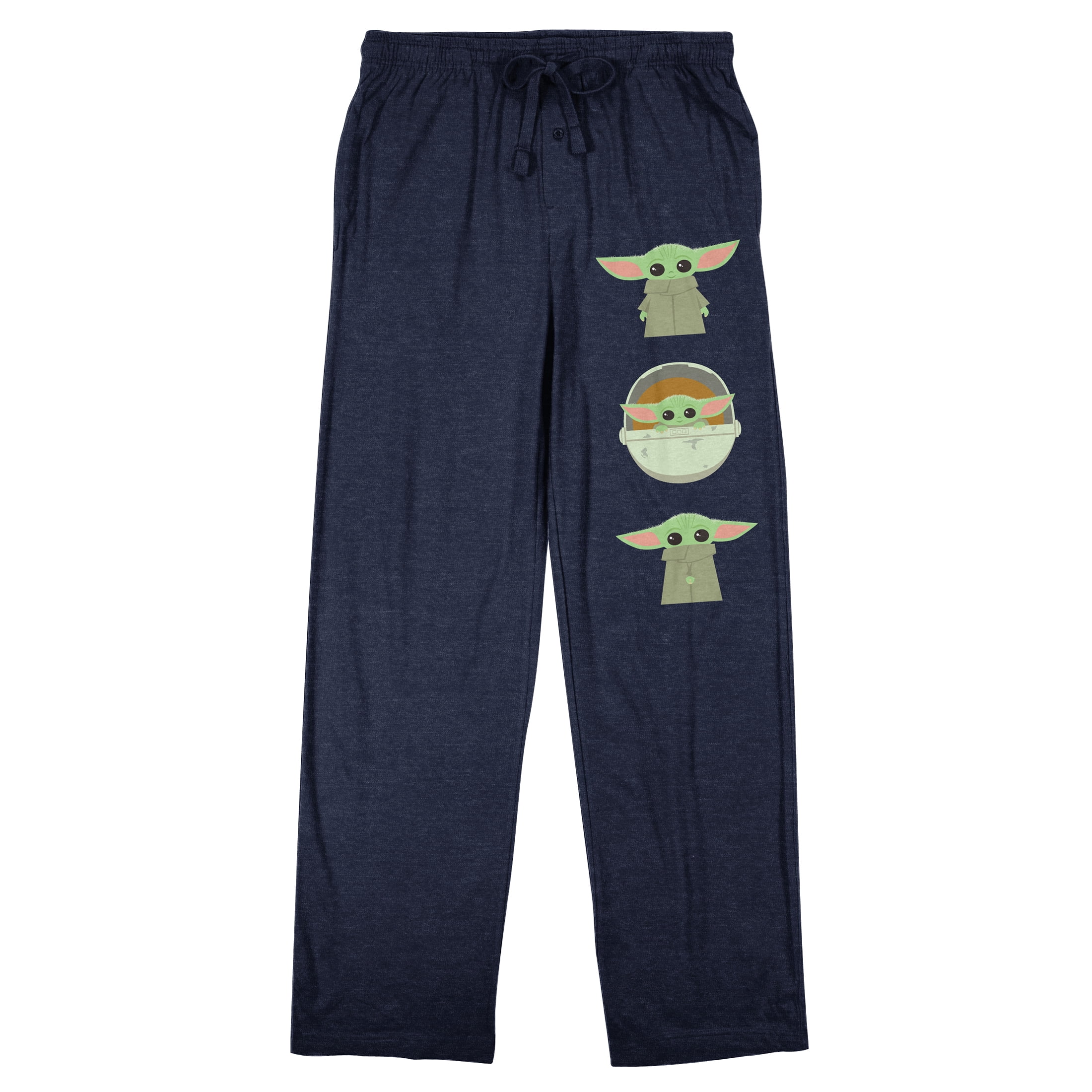 The Mandalorian Baby Grogu Men's Navy Blue Drawstring Sleep Pants-Large ...