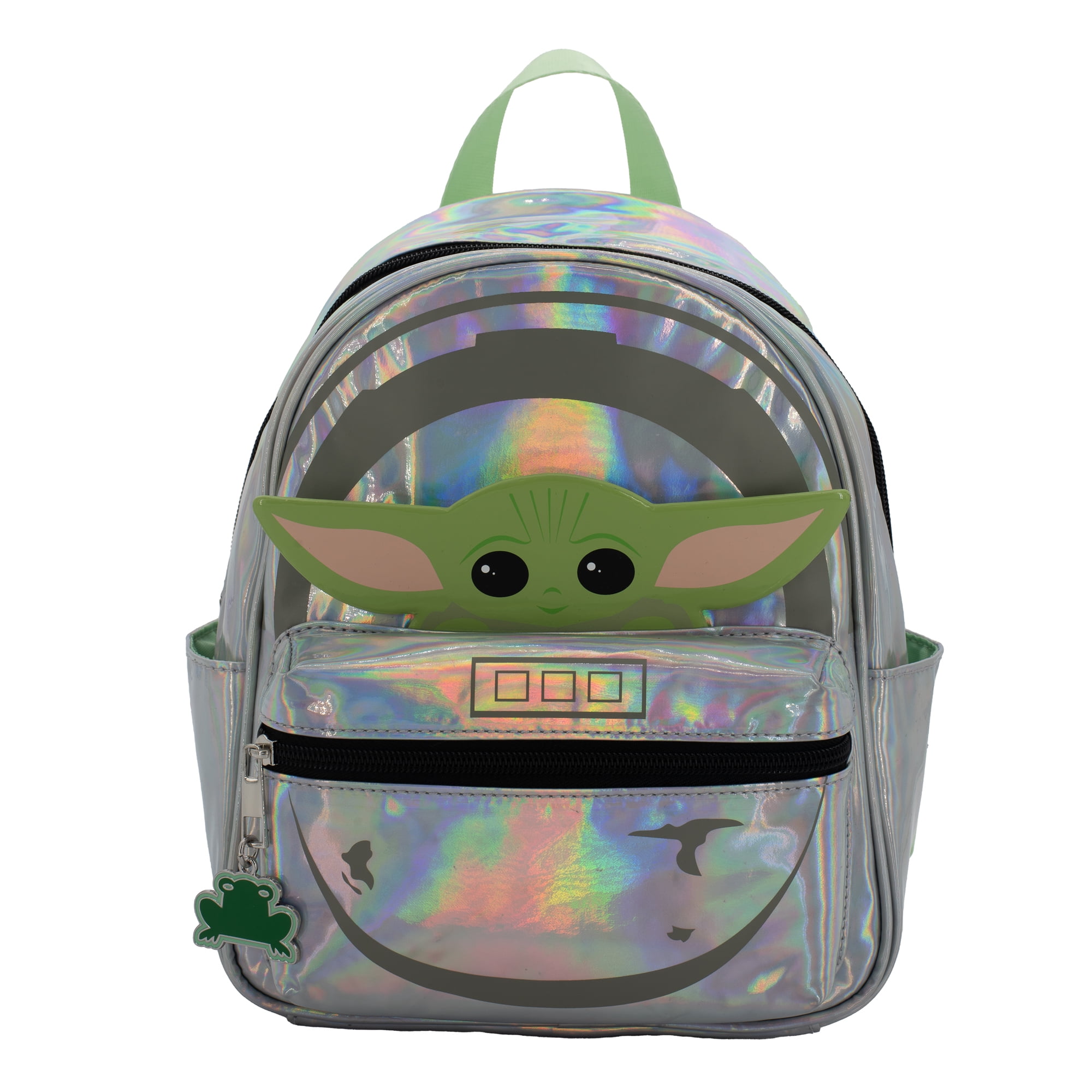 The Mandalorian Star Wars Mini Grogu Backpack, Silver Iridescent Vegan ...