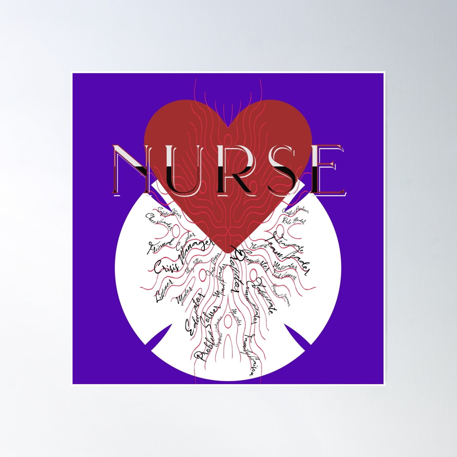 The Many Unofficial Roles Of Nursing Poster Wall Art, Modern Wall Decor ...