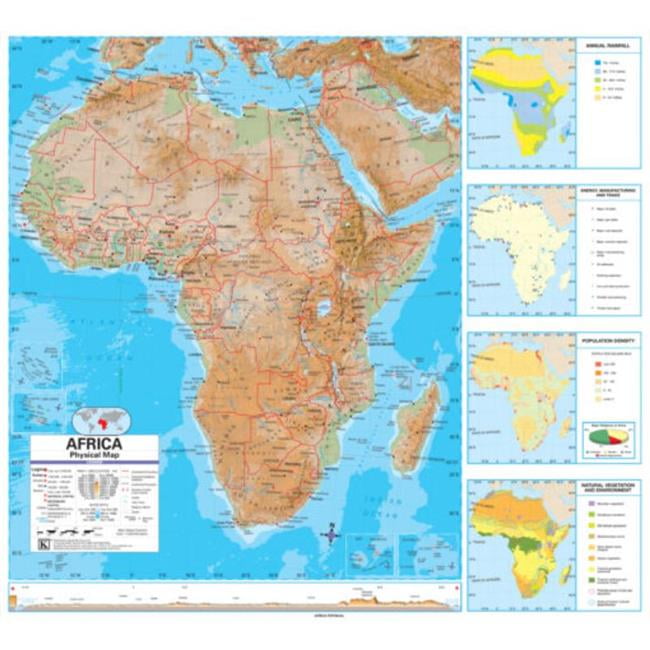 The Map Shop KA-AFR-ADV-PHY-45x42-laminated Africa Advanced Physical ...