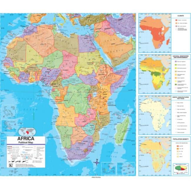The Map Shop KA-AFR-ADV-POL-63x54-laminated Africa Advanced Political ...