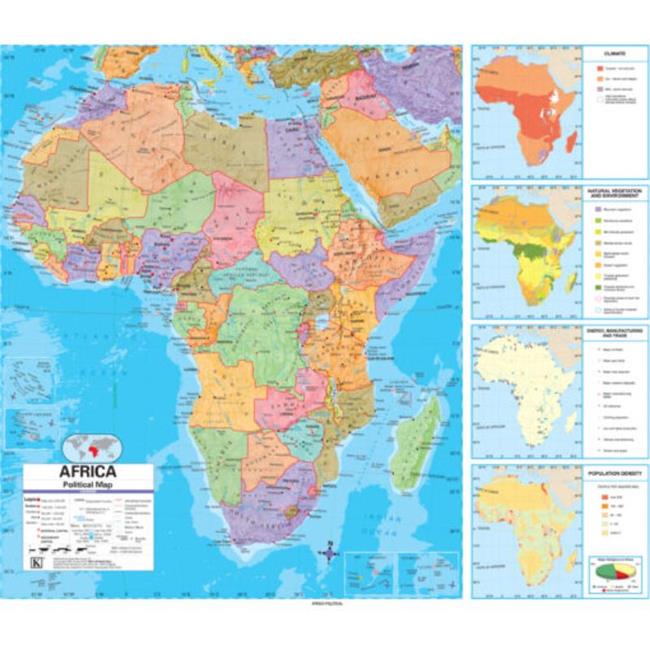 The Map Shop KA-AFR-ADV-POL-48x42-paper Africa Advanced Political Wall ...