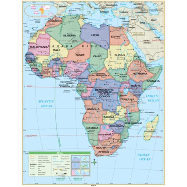 The Map Shop KA-AFR-ESSTL-53x69-paper Africa Essential Wall Map, Paper ...
