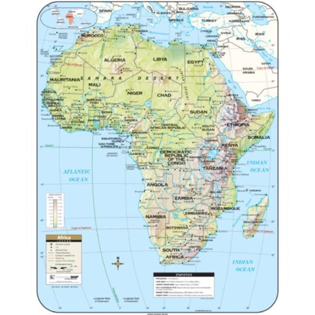 The Map Shop KA-AFR-SHR-29x38-paper Africa Shaded Relief Wall Map ...