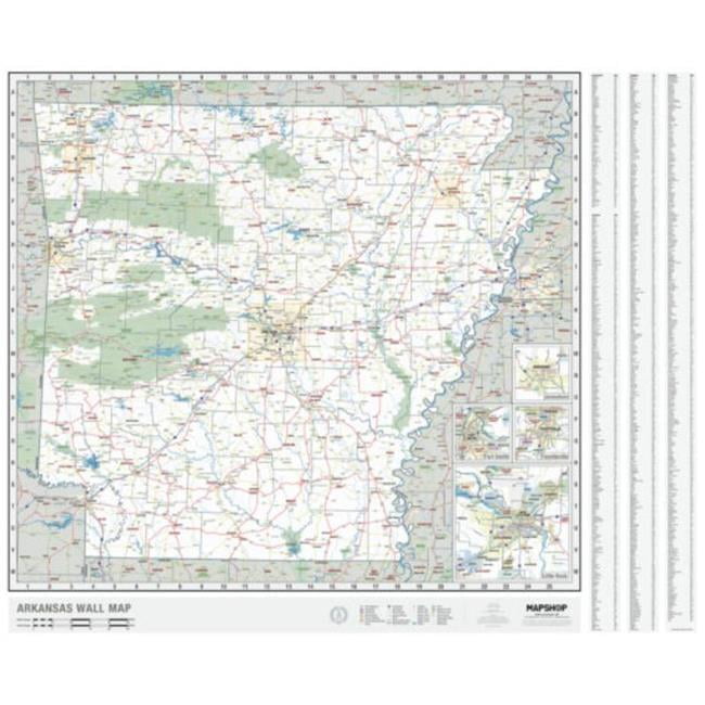 The Map Shop KA-S-AR-WALL-lam-rails-black Arkansas State Wall Map ...