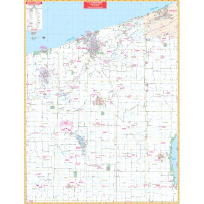 The Map Shop KA-C-OH-ASHTABULA-laminated Ashtabula, OH Wall Map ...